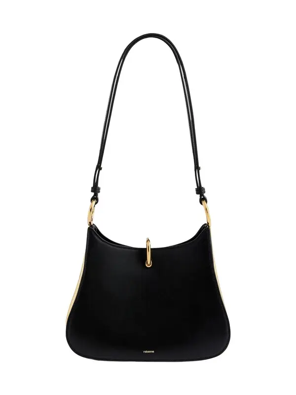 Rabanne Medium Ring Leather Shoulder Bag - Black
