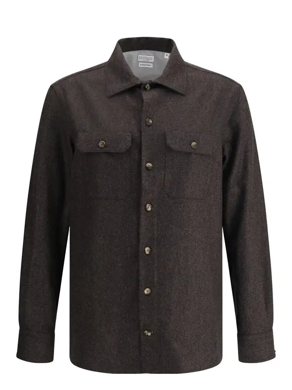 Brunello Cucinelli Flap Pocket Long-sleeved Shirt - Black