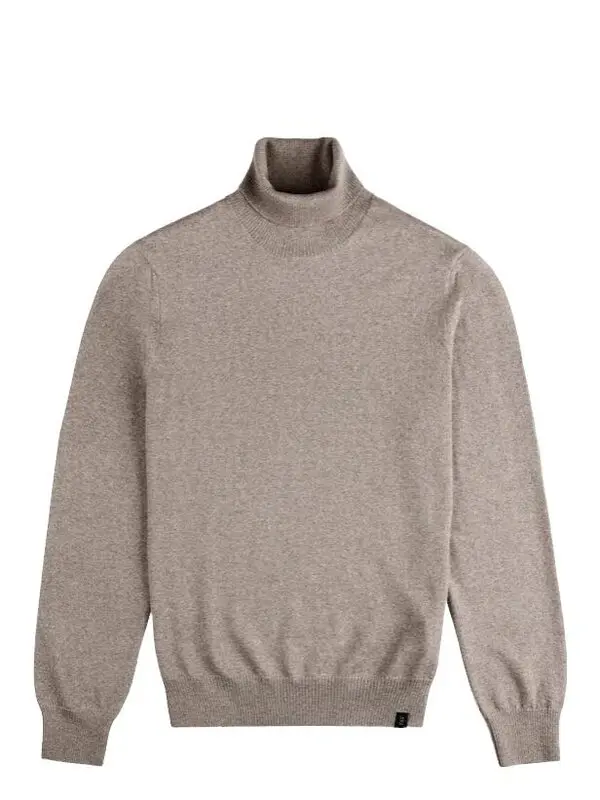 FAY Turtleneck Knitwear With Logo Label - Brown