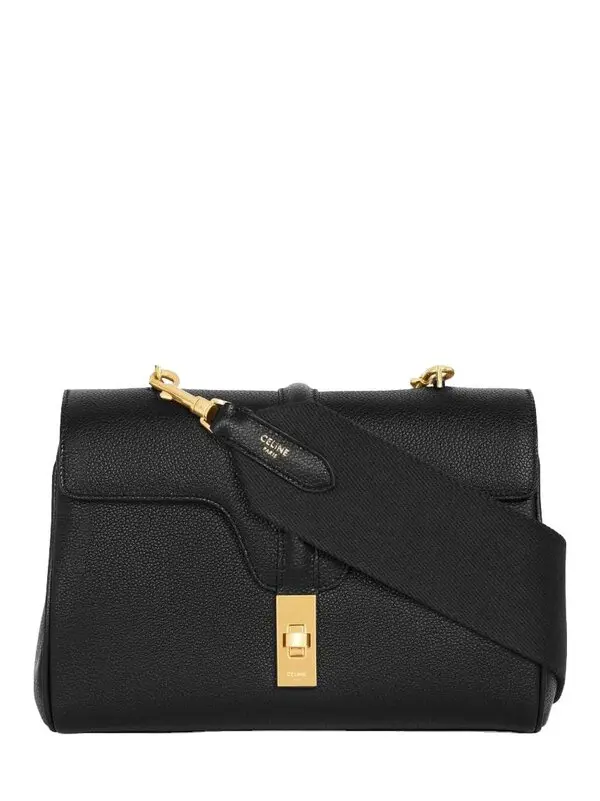 Celine Teen Soft 16 Bag In Grained Calfskin - Black