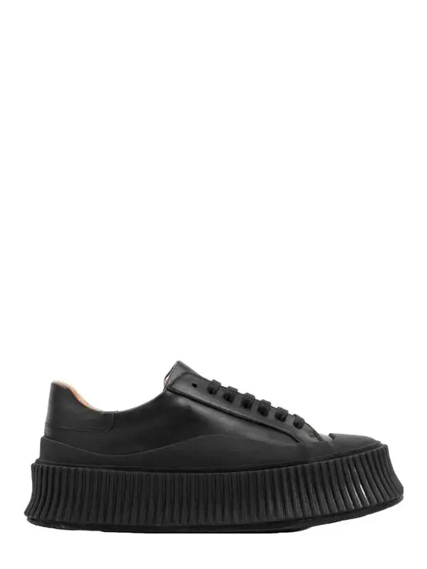 JIL SANDER Round Toe Lace Up Sneakers - Black