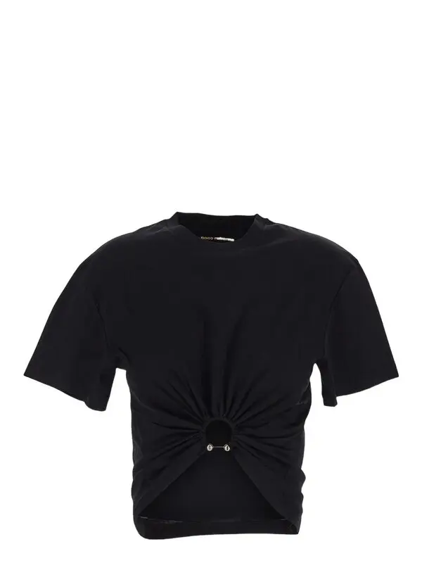 Rabanne Ring Detailed Cropped T-shirt - Black