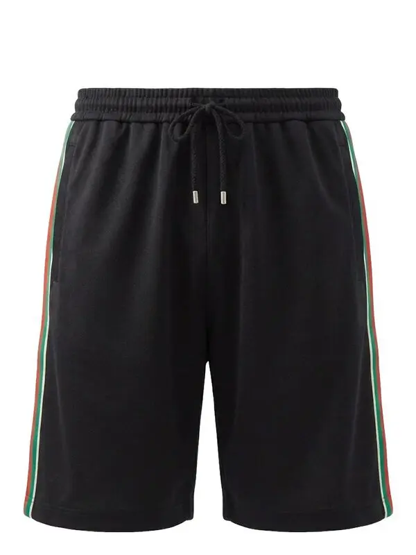 Gucci Technical Jersey Shorts With Gg Print - Black