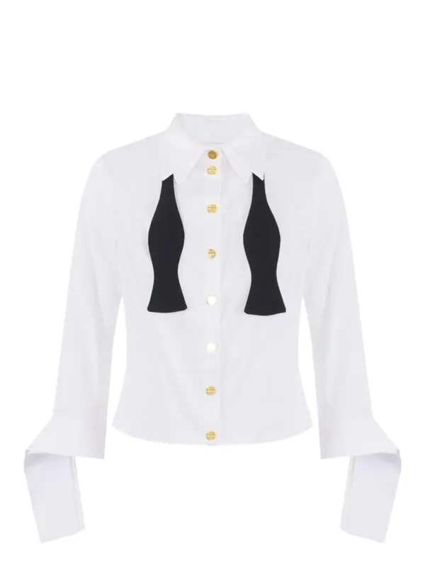 Elisabetta Franchi Bow Tie Poplin Shirt - White