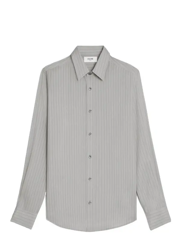 Celine Loose Shirt In Striped Silk - Gray