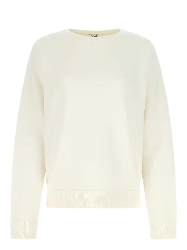 Loewe Cashmere Sweater With Embossed Anagram Label - White