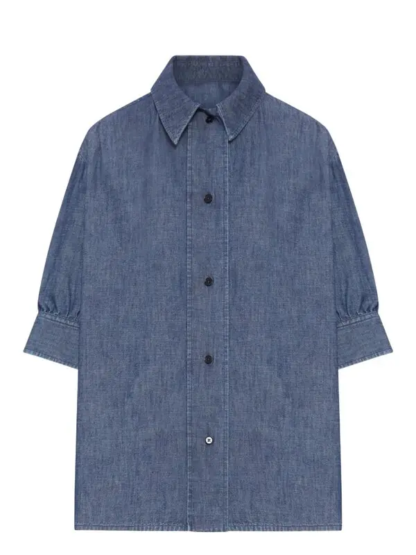 JIL SANDER Gathered-sleeve Buttoned Shirt - Indigo