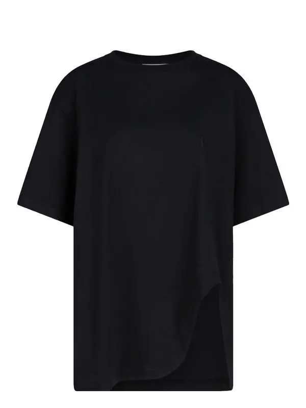 Attico Oversized Jersey T-shirt With Slit Detail - Black