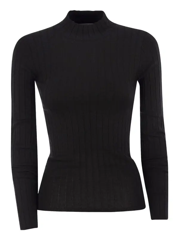Brunello Cucinelli Ribbed High-neck Knitwear - Black