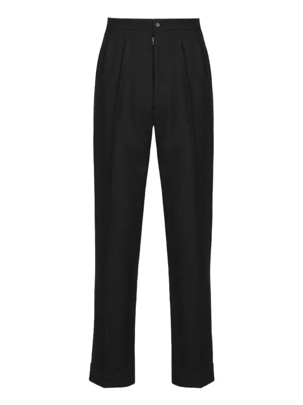 MAISON MARGIELA High-waist Herringbone Wool Trousers - Black