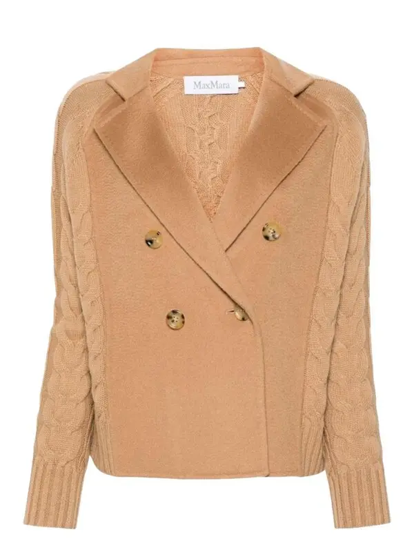 Max Mara Micio Double-breasted Cable-knit Cardigan - Camel