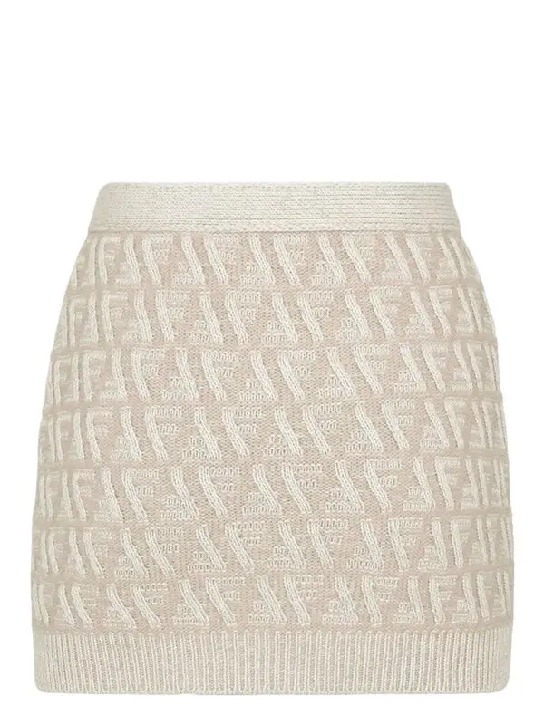 Fendi Logo Intarsia Knit Mini Skirt - Light Brown