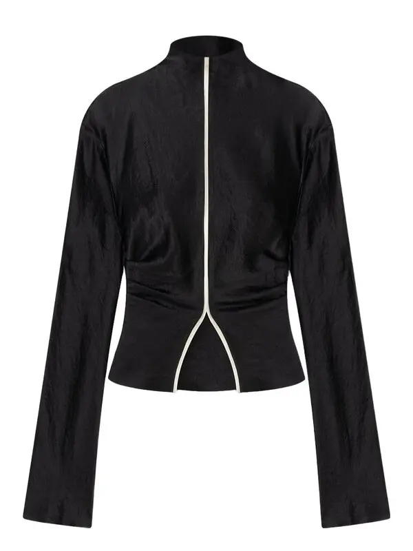 Nanushka Domini Crinkled-satin Turtleneck Top - Black