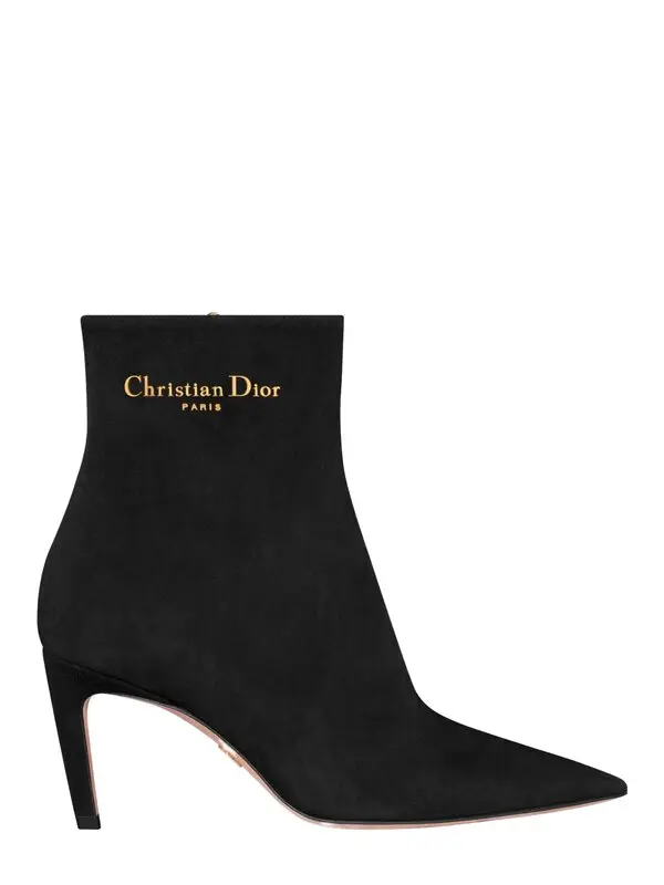 Dior Heeled Ankle Boots With Gold-tone Signature - Black