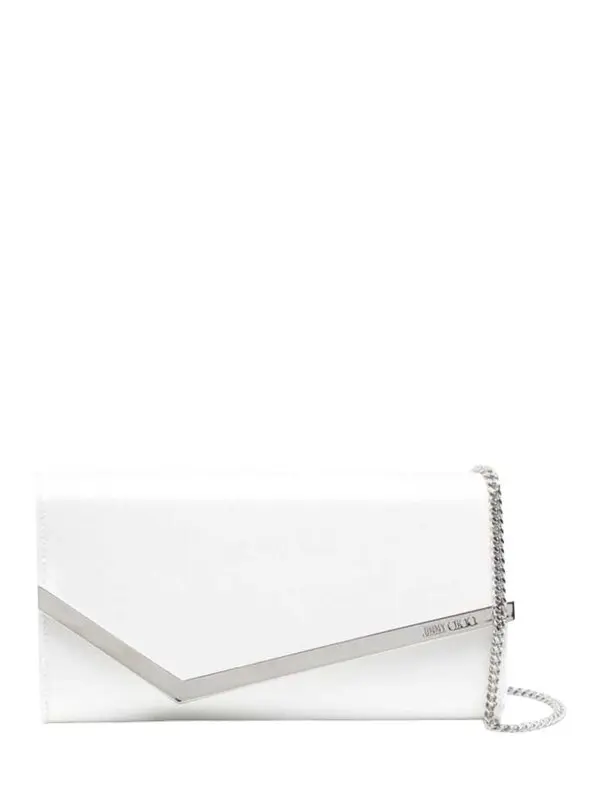 JIMMY CHOO Clemmie Embellished Clutch Bag - White