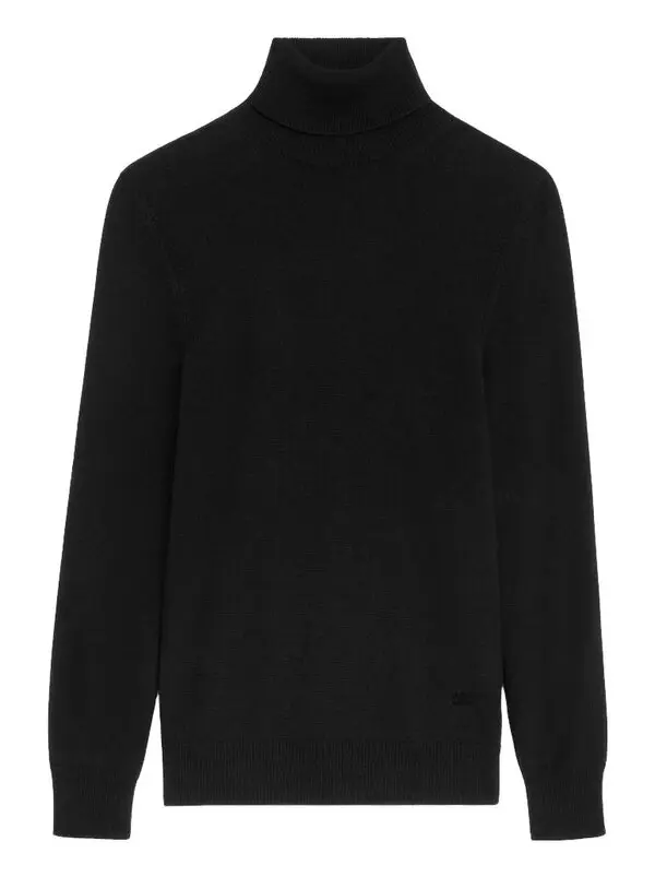 Celine Triomphe Turtleneck Sweater In Fine Cashmere - Black