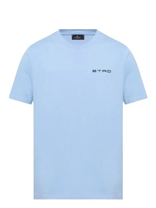 Etro Logo Embroidered Crewneck T-shirt - Blue