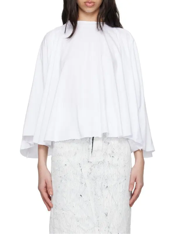 MAISON MARGIELA Long Sleeve Pleated Top - White
