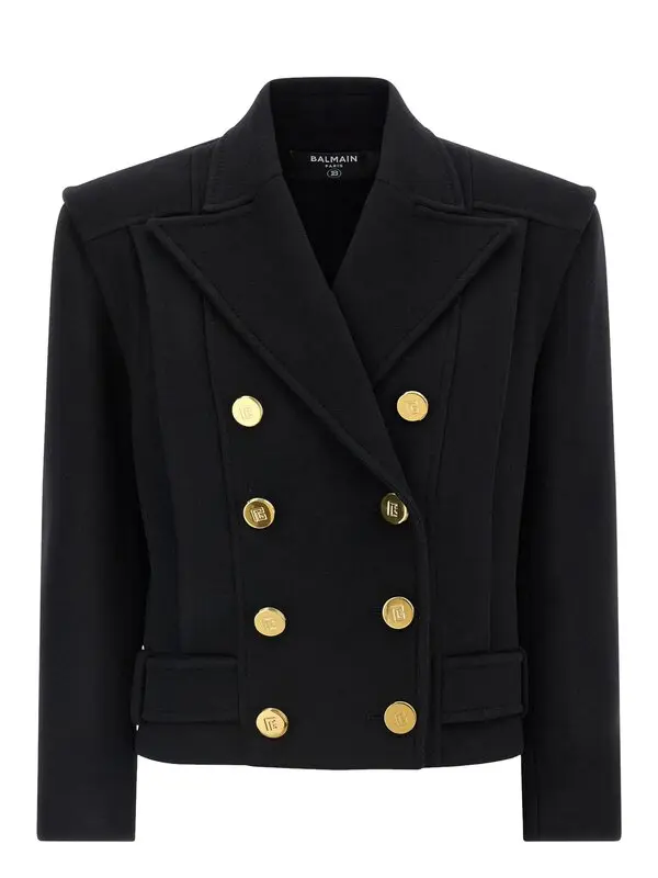 Balmain Peak-lapel Belted Coat - Black
