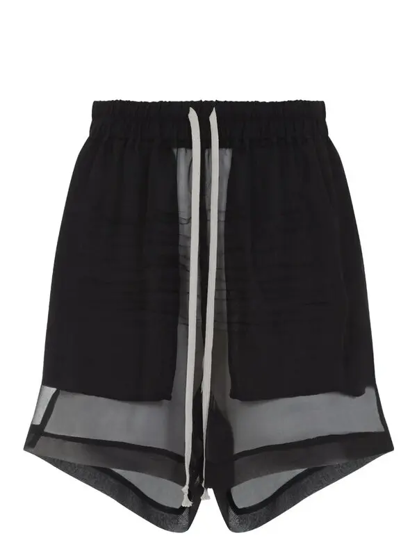 Rick Owens Semi-sheer Wide Leg Shorts - Black