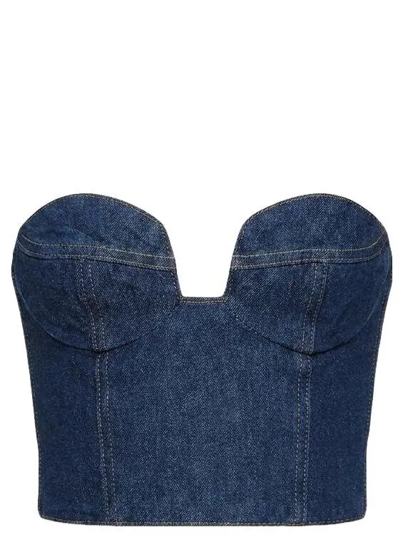 Magda Butrym Denim Corset Top - Black