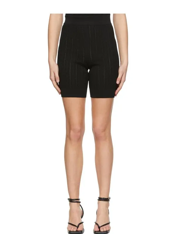 SYSTEM Rayon Blend Cable Knit Shorts - Black