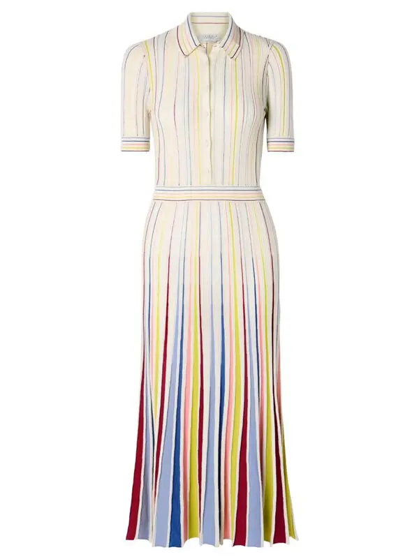 Gabriela Hearst Calypso Ribbed Merino Wool Midi Dress - White