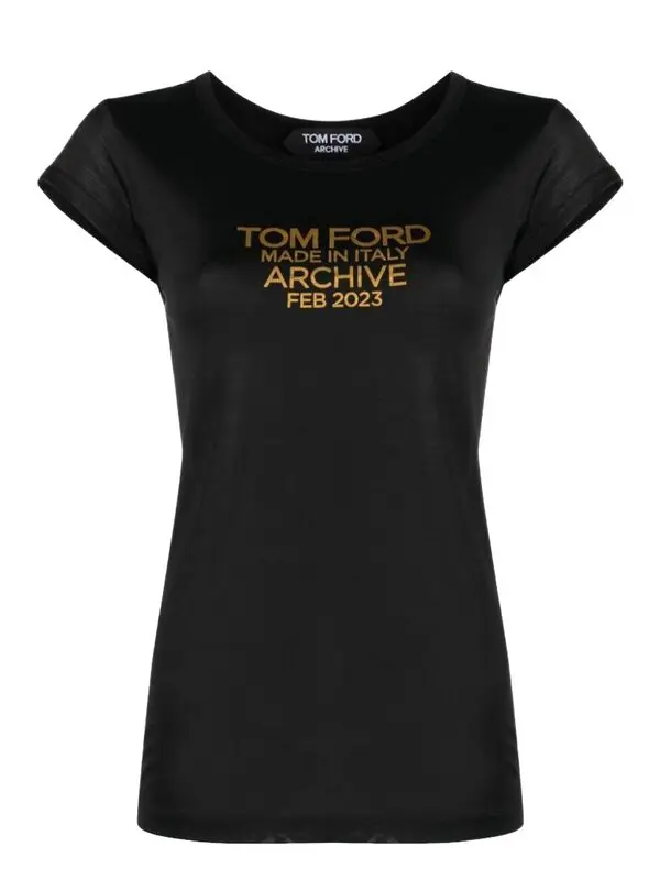 TOM FORD Logo Printed Crewneck T-shirt - Black