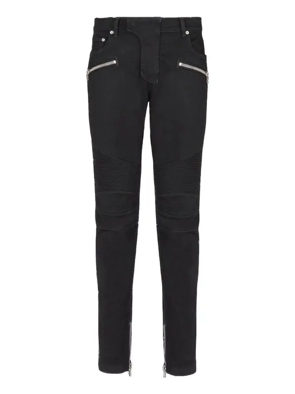 Balmain Zip Detailed Slim-fit Jeans - Black
