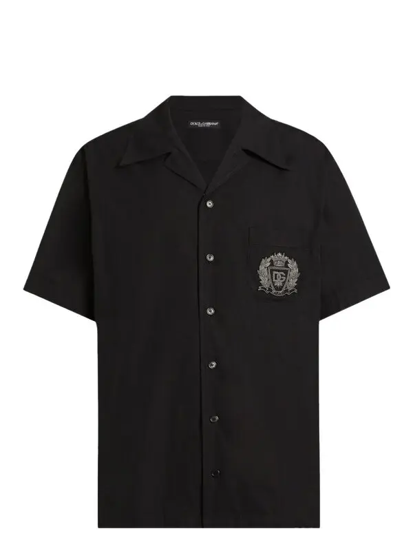 Dolce & Gabbana Dolce Gabbana Logo Patch Short-sleeved Shirt - Black