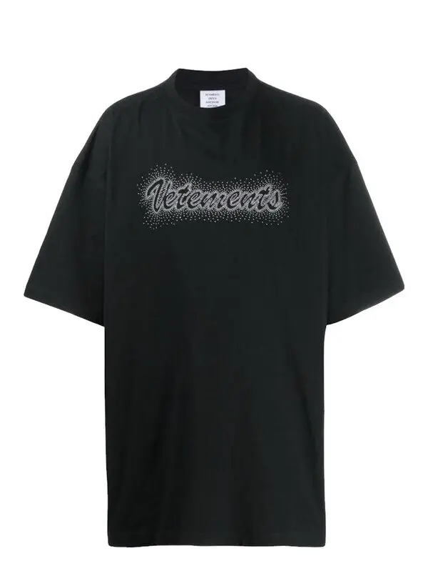 Vetements Bling Bling Logo Printed T-shirt - Black