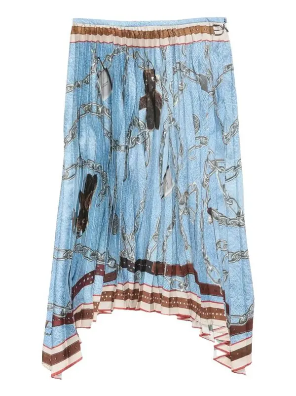 Acne Studios Pleated Midi Skirt With All-over Print - Blue