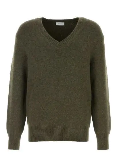 FERRAGAMO V-neck Knitted Pullover - Uniformgreen