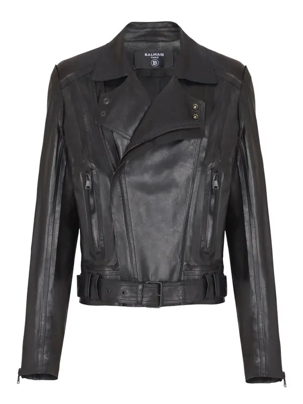 Balmain Lightweight Buckled Biker Jacket - Black