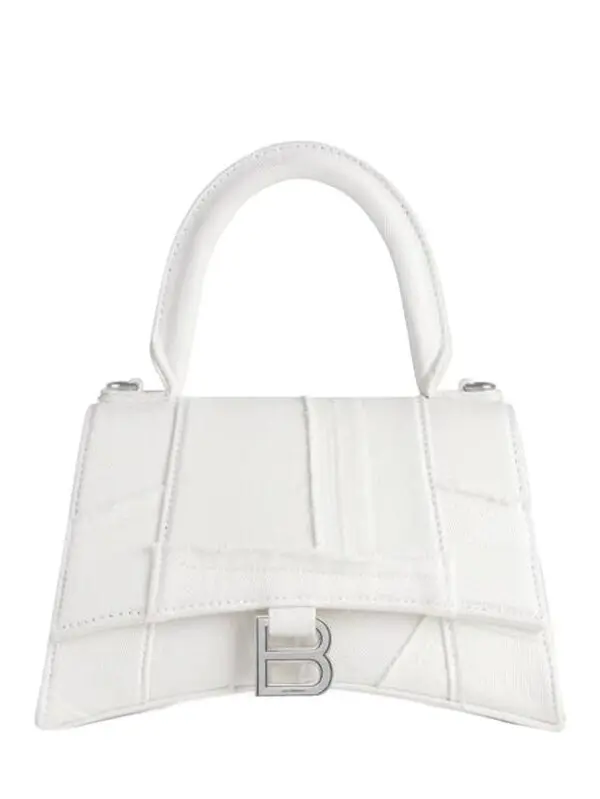 Balenciaga Mini Hourglass Bag With Logo Plaque - White