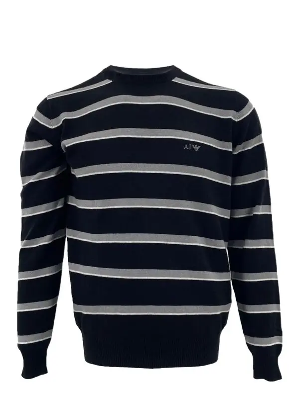 Emporio Armani Striped Long Sleeve Sweater - Black