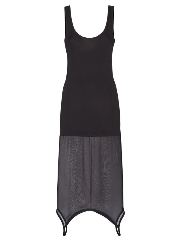 Fendi Sleeveless Asymmetrical Hem Long Dress - Black