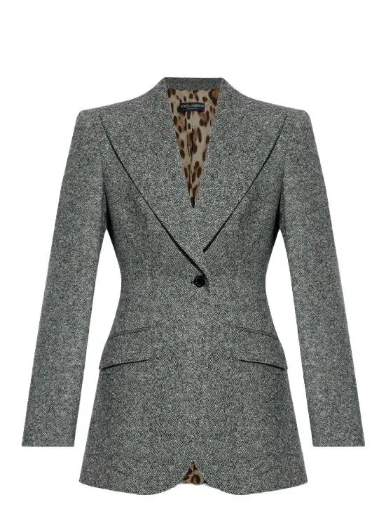 Dolce & Gabbana Single-button Tweed Blazer - Grey