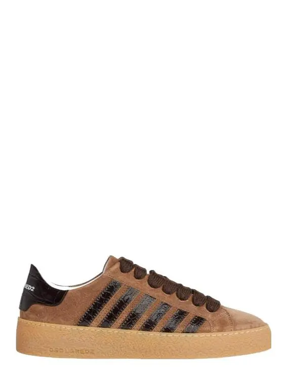 Dsquared2 Rapper's Delight Suede-leather Striped Sneakers - Nude
