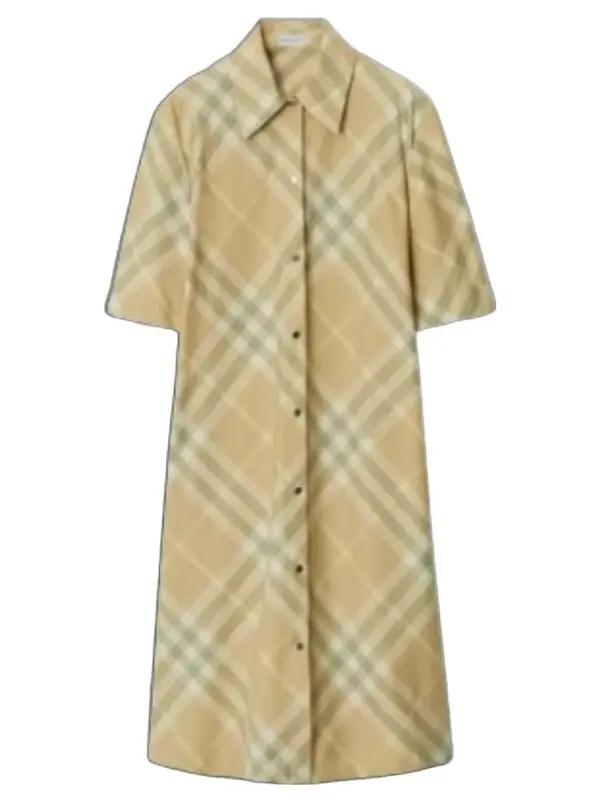 Burberry Short Sleeve Shirt Dress - Nude