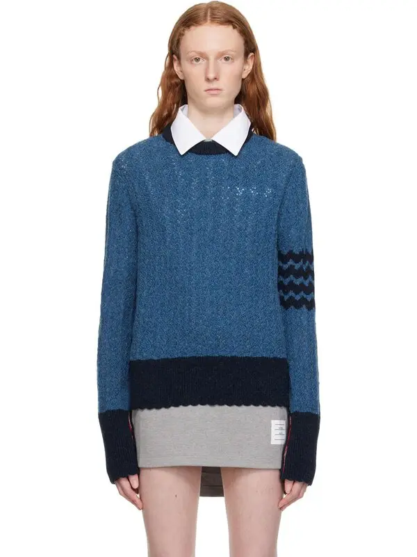 Thom Browne 4-bar Striped Wool Sweater - Dark Blue