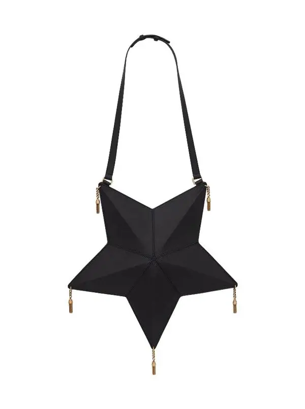 Saint Laurent Star Shape Shoulder Bag With Tassel Embellishments - Black