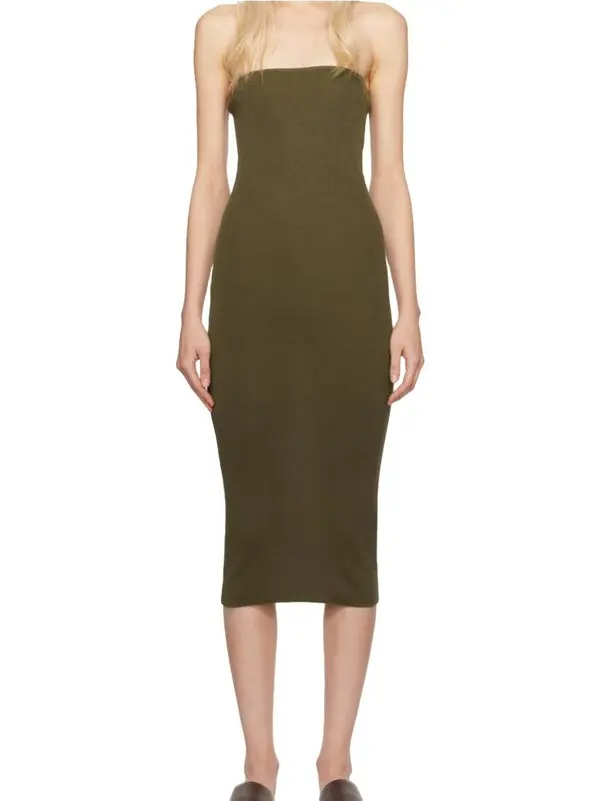 ST. AGNI Ribbed Knit Midi Dress - Green