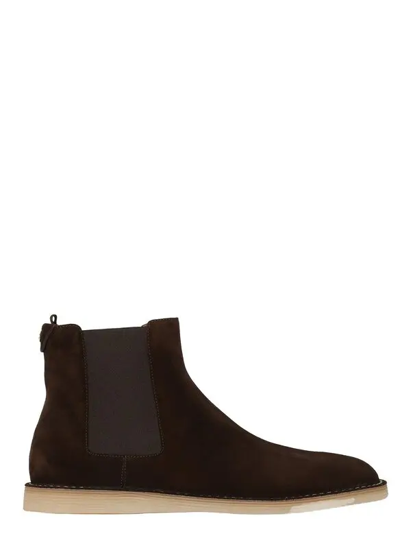 Dolce & Gabbana Suede Round Toe Chelsea Boots - Brown