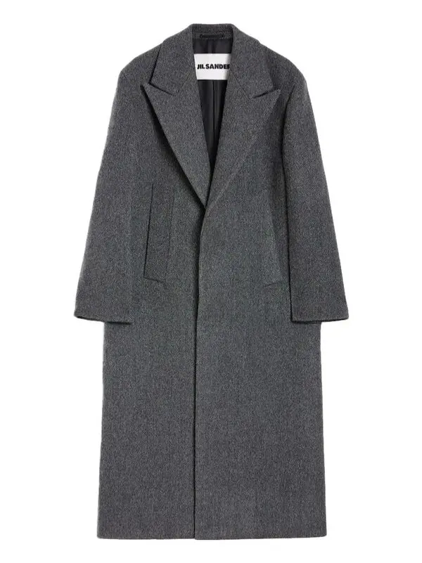 JIL SANDER Long Wool Gabardine Coat - Meteorite