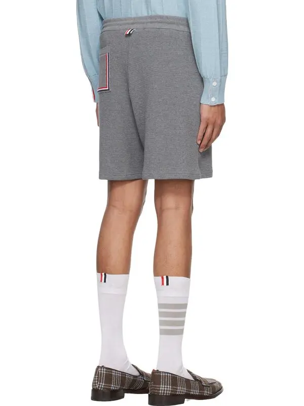 Thom Browne Grey Logo Patch Drawstring Shorts - Medium Gray