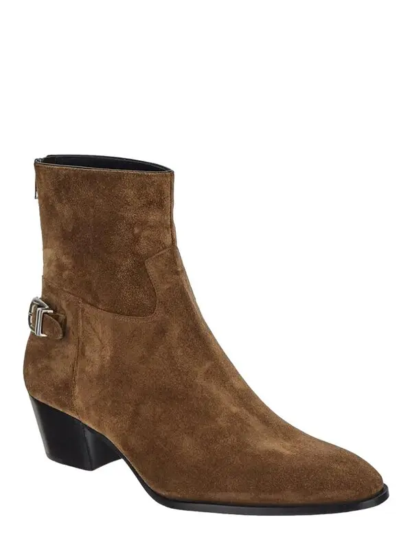 Celine Suede Calfskin Isaac Boot With Back Buckle Detail - Brown