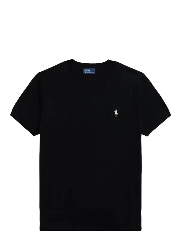 Polo Ralph Lauren Knitted Crewneck Top With Horse Logo - Black