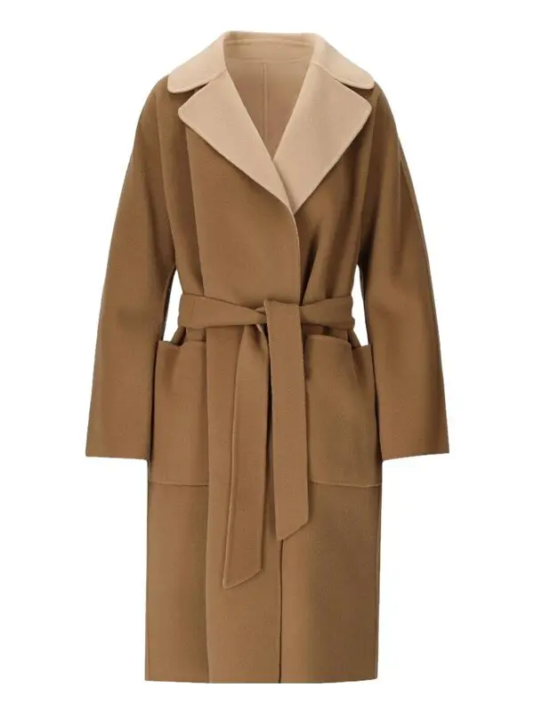 Max Mara Belted Long-sleeved Double-sided Coat - Brown