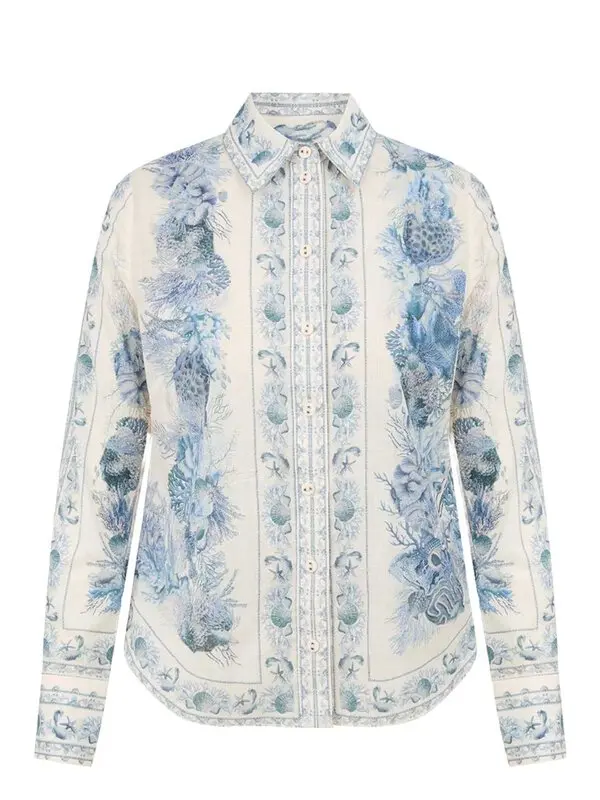 Zimmermann Printed Buttoned Shirt - Blue Toile